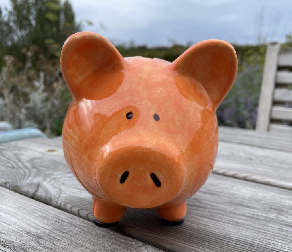 Hand Painted, Orange, Piggy Bank, Medium, Ceramic, Pottery, Gifts for ...